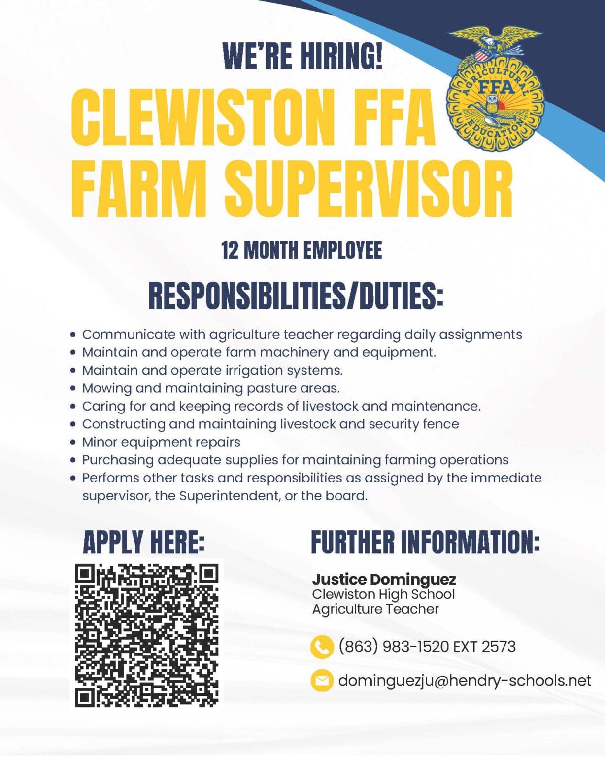Clewiston FFA Farm Supervisor